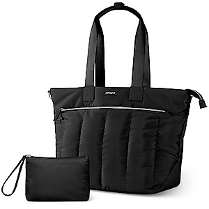 LYAUK Tote Bag for Women, Puffy Hobo Tote Bag with zipper, Shoulder Bag Crossbody Handbag, Top Handle Satchel, Black