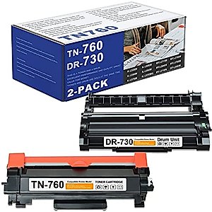 [1Drum+1Toner,2 Pack] Compatible High Yeild DR730 DR-730 Drum Unit & TN760 TN-760 Toner Cartridge Replacement for Brother HL-L2395DW MFC-L2750DW HL-L2390DW HL-L2370DW MFC-L2710DW DCP-L2550DW Printer