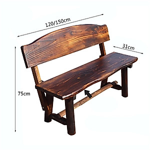 ARINAL Outside Bench Outdoor Patio Bench, Durable Carbonized Wooden Garden Bench with Backrest, 3-People Country Style Outdoor Seat for Garden, Courtyard, Backyard Outdoor Garden Bench (Size : 120cm)
