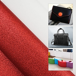 Red 11.8X 53 Inch (30 x 135 cm) Sparkly Superfine Glitter Leather Rolls Shiny Faux Fabric Canvas Perfect for Craft DIY Handmade Projects Patchwork Bow Earring Craft Key Chain