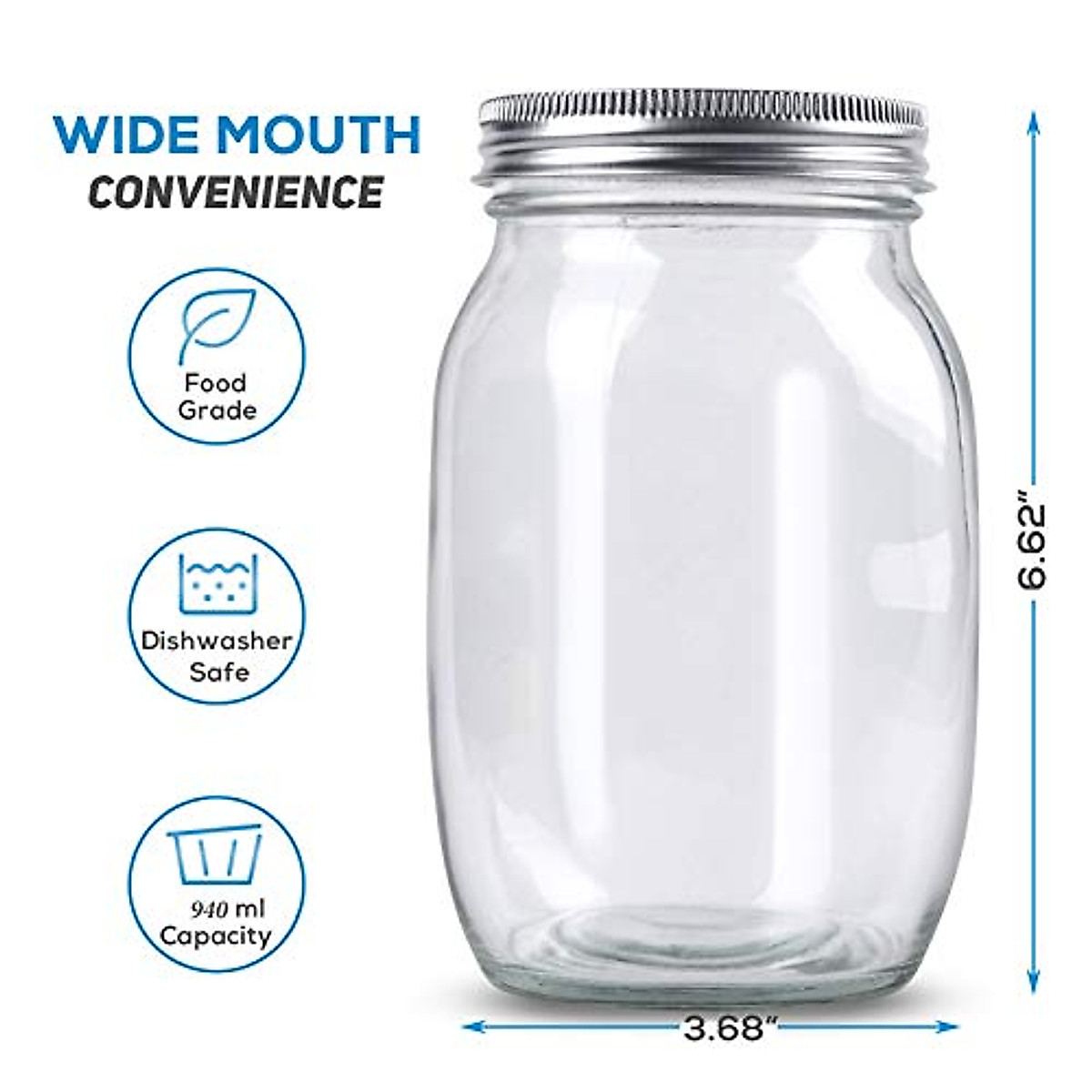 -Seed Sprouting Jar Kit| 2 Wide Mouth Quart Sprout Mason Jars with 316 Stainless Steel Lids,Tray,Stand| Sprouter for Growing Broccoli,Alfalfa (White)