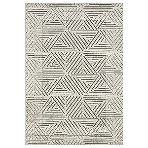 Abani Contemporary Cream & Grey Geometric Area Rug - 7'9" x 10'2" (8x10) Non-Shed Rugs Modern Triangle Pattern Living Room Carpet