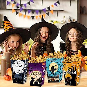 12 Pieces Halloween Popcorn Box Halloween Party Favor Snack Treat Boxes Candy Cookie Container Decorations Gifts for Kids Adults Halloween Party Favor Supplies