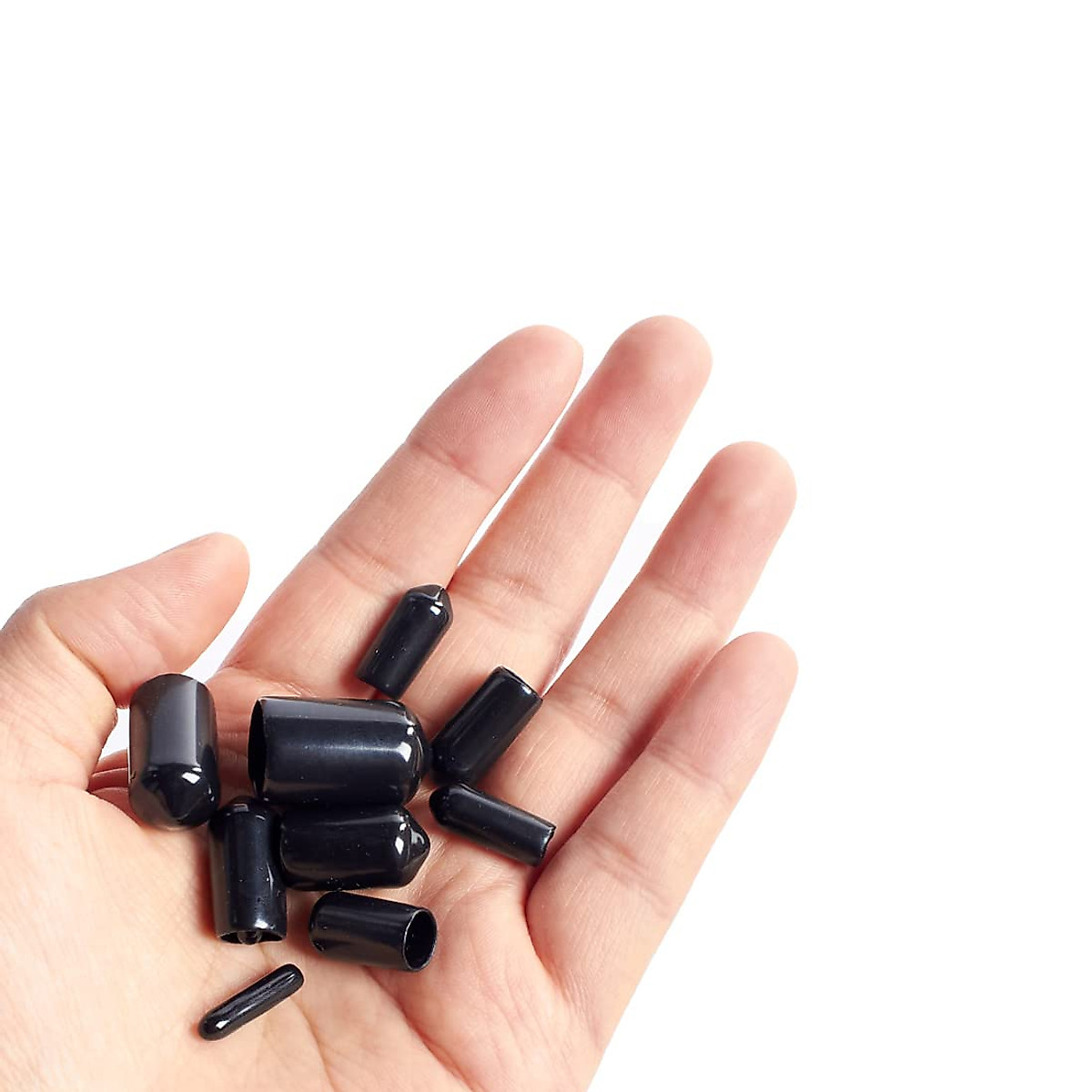 UTSAUTO 150Pcs Flexible End Caps Rubber End Caps Round Screw Thread Protectors Black Vinyl Blot Protector Safety Caps Kit for Tube Screw Bolt (6/25Inch, 6mm)