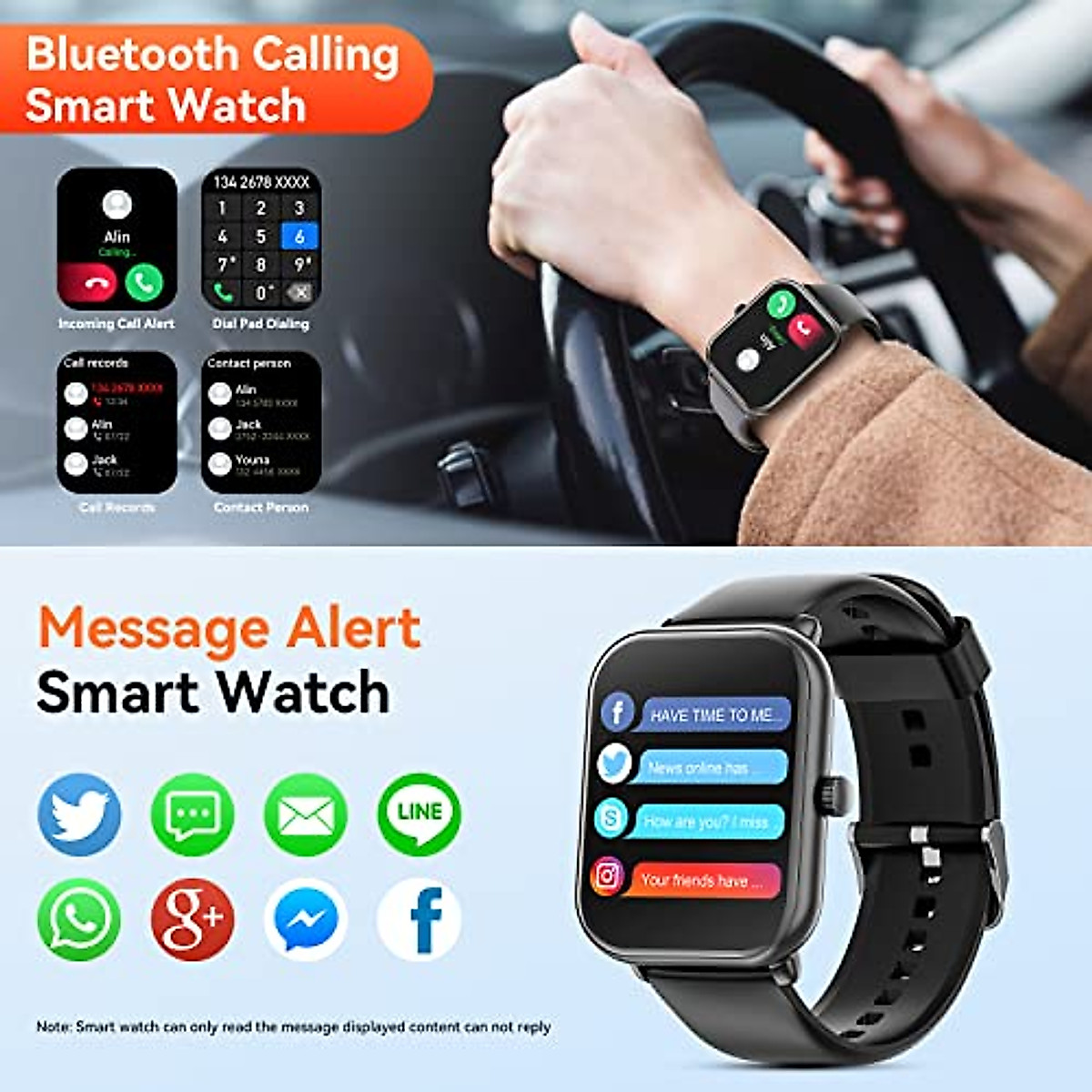 Smart Watch 1.96″ with Bluetooth Call Message Alert, Smart Watch for Men with Heart Rate Blood Pressure Blood Oxygen Sleep Body Temperature Monitoring, 350mAh with 100+ Sports Modes for iOS, Android