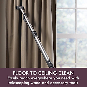 Kenmore Friendly Lightweight Bagless Compact Canister Vacuum with Pet Powermate, HEPA, Extended Telescoping Wand, Retractable Cord and 2 Cleaning Tools, Eggplant