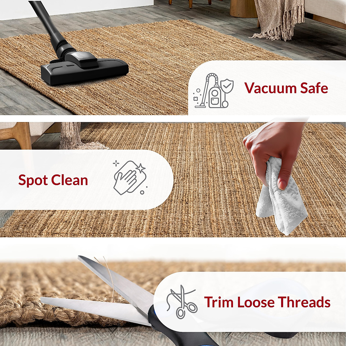 nuLOOM Ashli Solid Farmhouse Jute Runner Rug, 2' 6" x 12', Natural