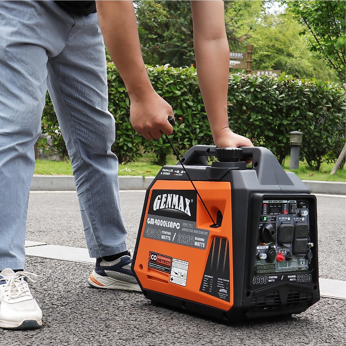 GENMAX Portable Generator,4000W ultra-quiet145cc Engine &Parallel and Series Ready, EPA & CARB Compliant, Eco-Mode Feature, Ultralightweight for Backup Home Use & Camping (GM4000iSAPC)