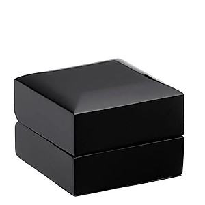 ALLUREPACK Allure - Wooden Earring Box - Black Wood Jewelry Gift box, With High Polish Lacquered Gloss Finish And Cream Colored Leather Interior, For Unique Proposal, Engagement Or Wedding.