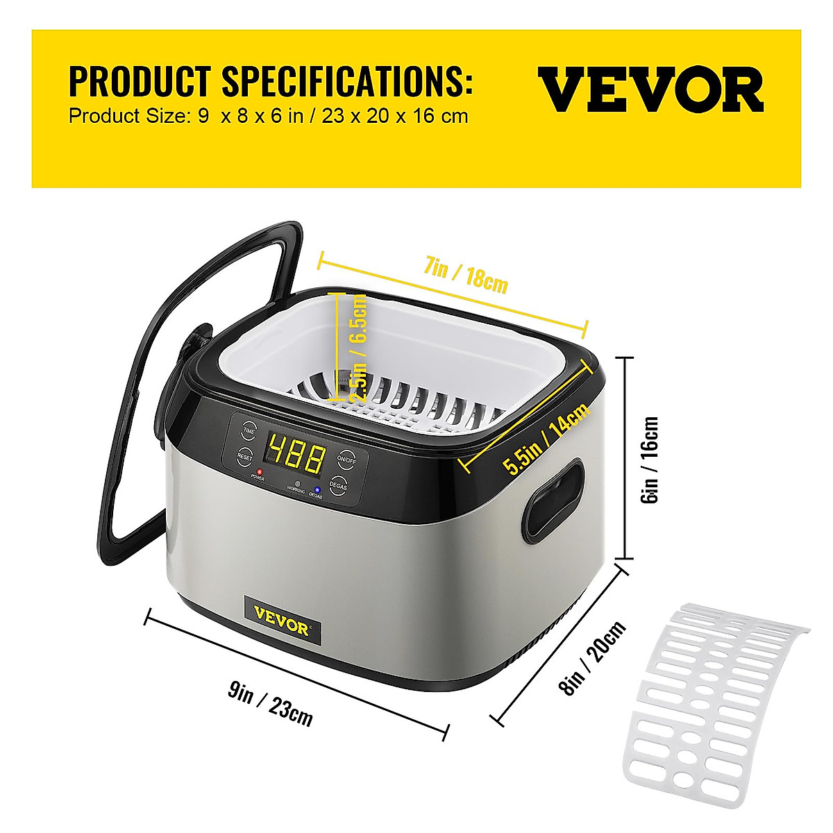 VEVOR Ultrasonic Machine, 1.2L Ultrasound Cleaner Machine, 40KHz Diamond Cleaner, 4 Buttons Jewelry Cleaner Machine, 70W Professional Ultrasonic Cleaner for Jewelry, Eyeglasses, Watches, Coins, Rings