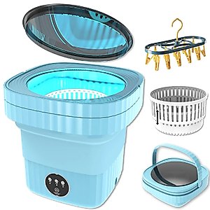 kwiwis Portable Mini Washing Machine，Small Foldable Lavadora, Laundry Machine with Spin-Dry, Smart Washer with 3 Modes for Socks, Baby Clothes, Apartment, Travel, Camping