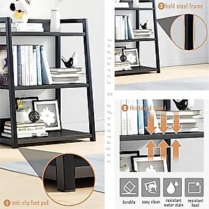 IOTXY 5 Tier Open Bookshelf - Steel and Wood Display Stand, 50CM Width Floor-Standing Bookcase, White