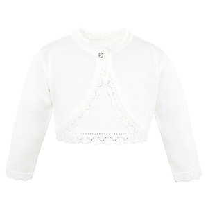 Lilax Little Girls' Knit Long Sleeve Button Closure Bolero Cardigan Shrug 3T Cream