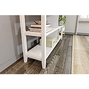 New Ridge Home Goods Edenton Two-Shelf Console Media Sofa Table with Bookshelf for Living Room, Entryway or Bedroom, White