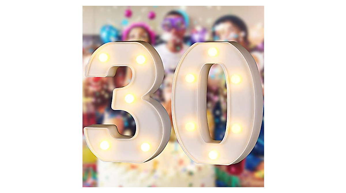 Light Up 30th Birthday Decorations - Marquee Numbers