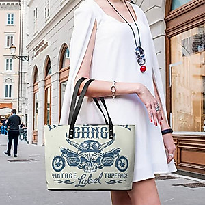 Womens Handbag Skull Motorcycle Leather Tote Bag Top Handle Satchel Bags For Lady