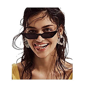 W&Y YING Small Cat Eye Sunglasses for Men and Women Skinny Retro Frame Y2K Shades Trendy Fun Fashion Glasses