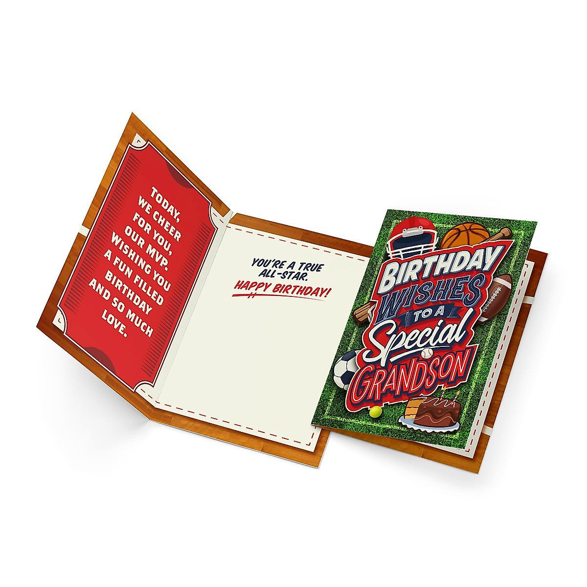 Prime Greetings Grandson Birthday Card, Made in America, Eco-Friendly, Thick Card Stock with Premium Envelope 5in x 7.75in, Packaged in Protective Mailer