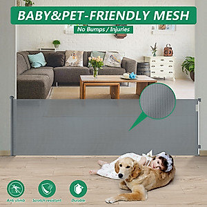 Eaersan 120'' Extra Wide Baby Gates,Retractable Extra Long Baby Gate,Extra Large Dog Gate for Pets for Stairs,Doorway,Large Openings,Indoor/Outdoor etc(Grey)