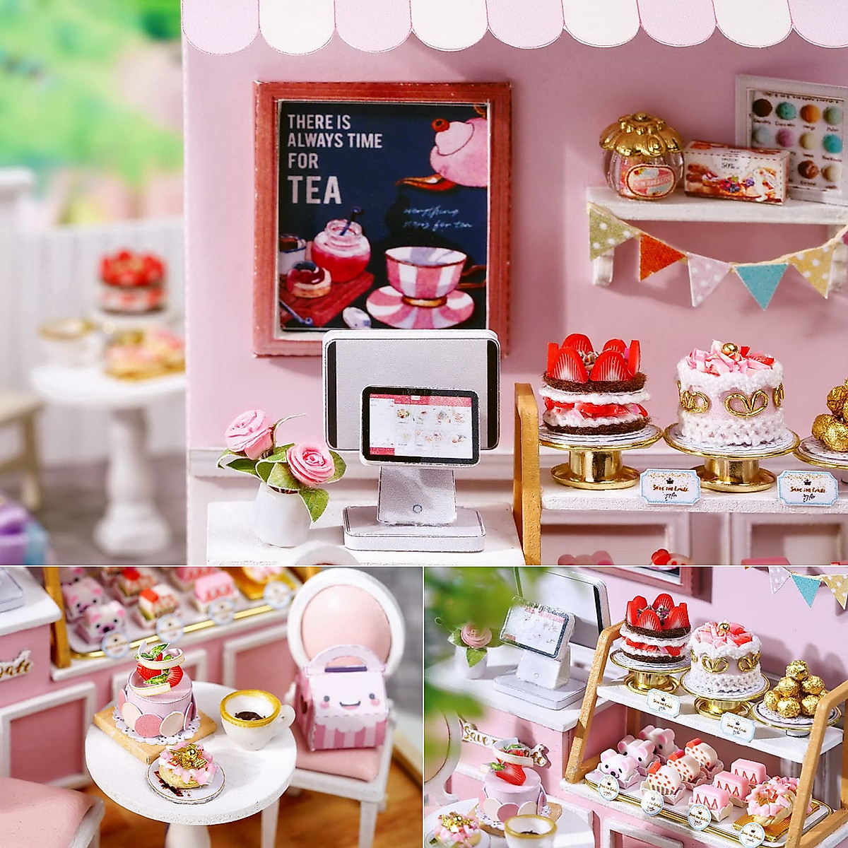 TuKIIE DIY Miniature Dollhouse Kit with Furniture, 1:24 Scale Creative Room Mini Wooden Doll House Plus Dust Proof for Kids Teens Adults(Sweet Talk)