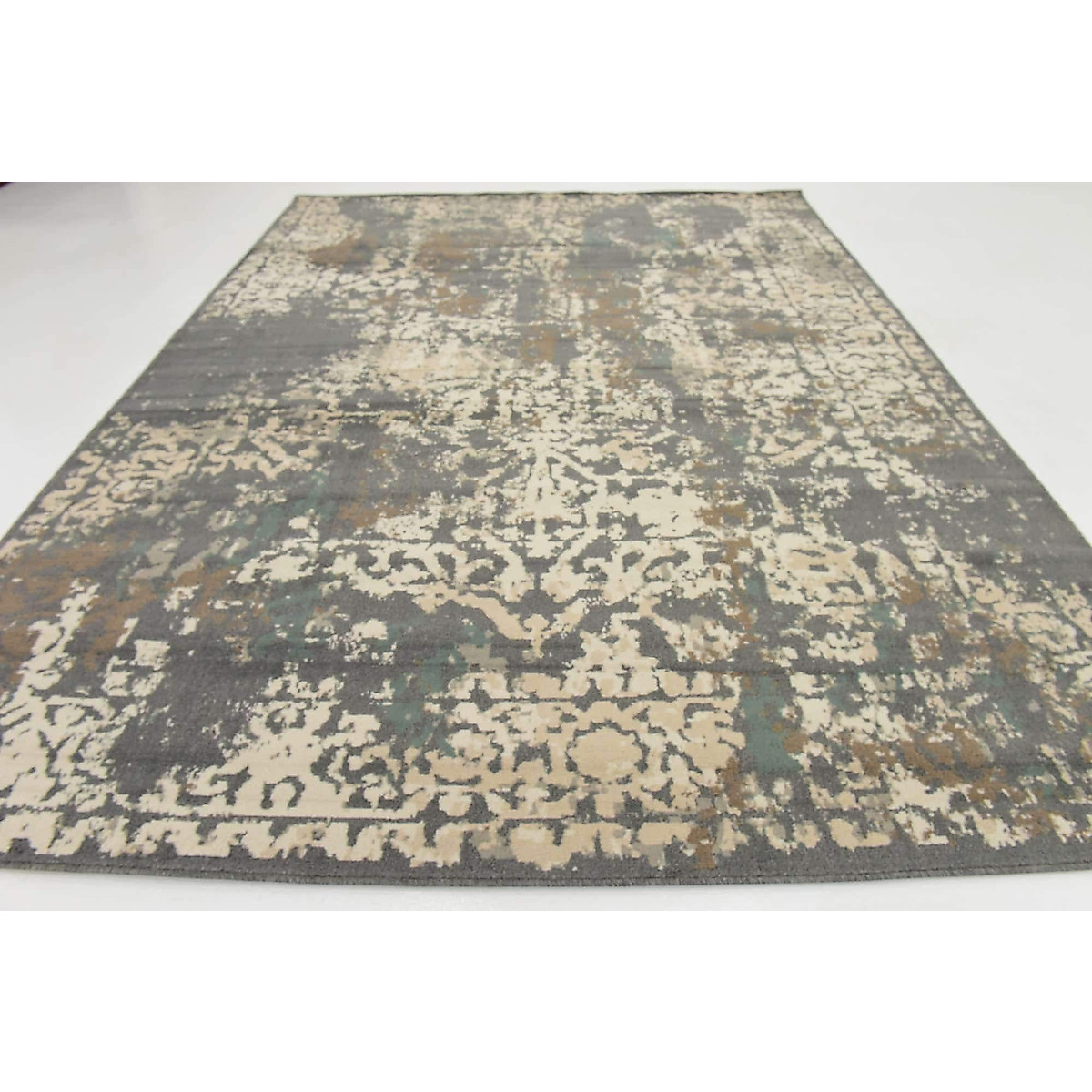 Unique Loom Tuareg Collection Vintage Distressed Traditional Area Rug (9' 0 x 12' 0 Rectangular, Gray/ Beige)