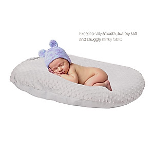 Mila Millie Water Resistant Removable Cover for Newborn Lounger | Minky Sensory Touch Slipcover for Baby Floor Seat | Premium Quality Soft Wipeable Fabric | Hypoallergenic (Fog)