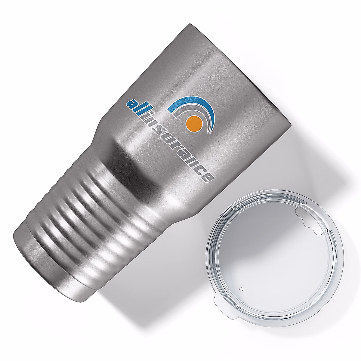 Personalized 30oz (17 Colors) Printed Insulated Stainless Steel Tumbler with Lid - Custom Promotional Items with your Logo - Bulk Company Small Business Party Favors (Stainless)