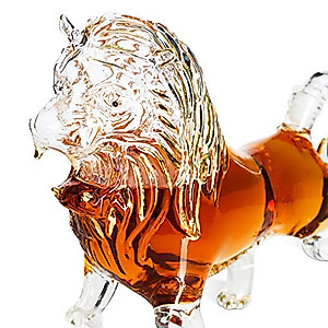 Lion Animal Whiskey and Wine Decanter The Wine Savant - Beautiful Profile of A Lion 500ml - Whiskey, Wine Scotch or Liquor Decanter
