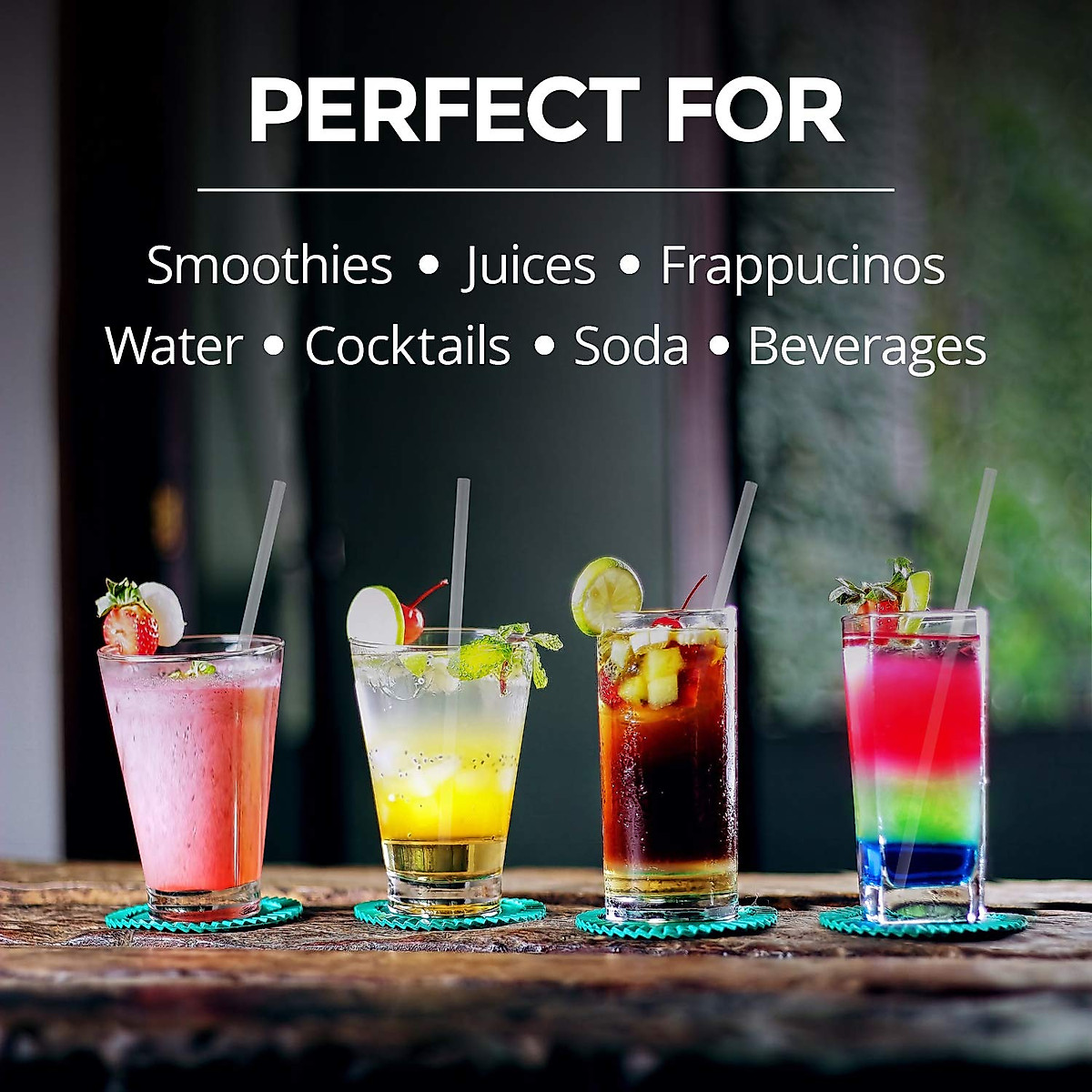 Fit Meal Prep 400 Pack Biodegradable Straws 7.75", Individually Wrapped Compostable Straw, Disposable Clear PLA Straw, 100% Plant Based Straws for Drinks, Iced Coffee, Milkshake, Smoothie, Juice