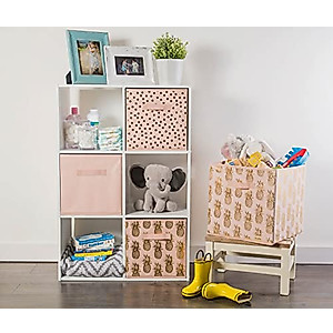 DII Non Woven Storage Collection Polka Dot Collapsible Bin Large Set, 13x13x13" Cube, Pink & Gold, 2 Piece