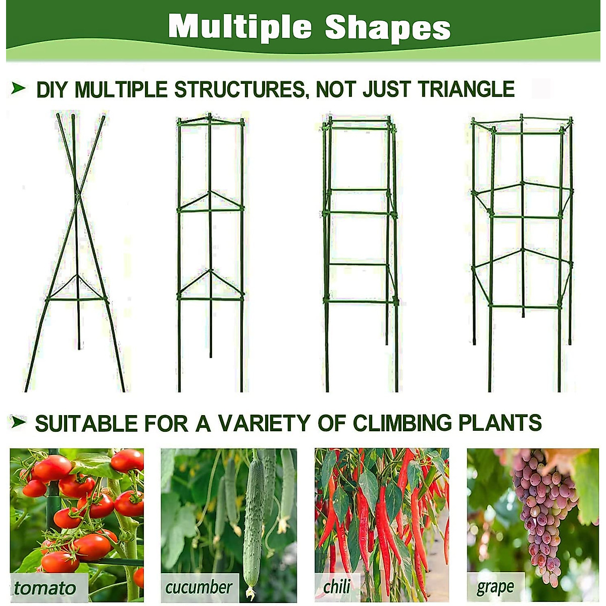 4ft 3-Pack Tomato Cage for Garden Plant Cages, Up to 48inch Plant Supports Tomato Trellis Stakes for Potted Plants, Heavy Duty Tomato Cages Cucumber Trellis for Garden Vertical Climbing Plants Flowers