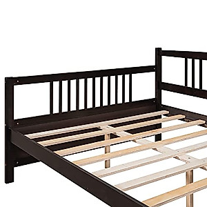 Harper & Bright Designs Full Daybed,Wood Full Size Daybed with Wooden Slats Support, Daybed Sofa Bed Frame for Living Room,Guest Room,Children Room, Espresso
