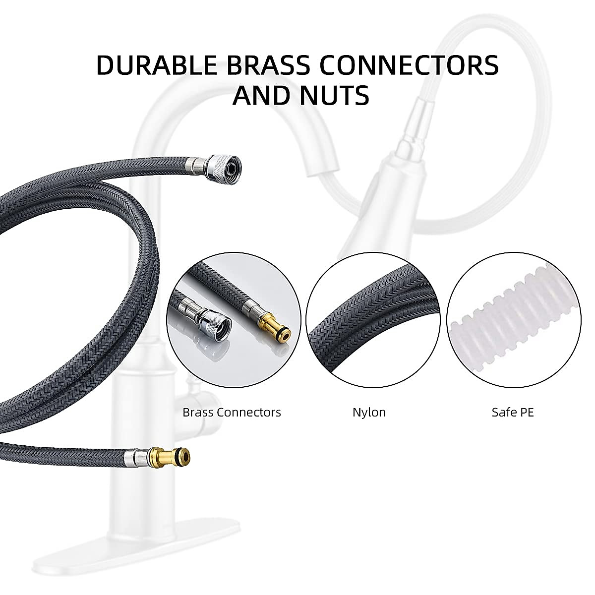 Pull-down Faucet Replacement Hose 131381,Replacement 67 inches Hose Kit for Moen Kitchen Faucet, Chrome