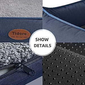 Tidore Orthopedic Dog Beds for Small/Medium Dogs,Comfortable Egg-Crate Foam Sofa Pet Bed with Washable Removable Cover,Waterproof Lining and Nonskid Bottom Mat (Medium, Light Blue)