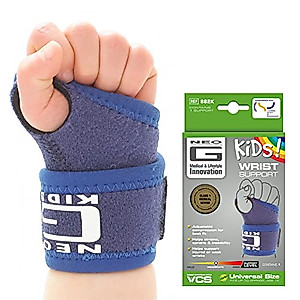 Neo G Wrist Brace for Kids - Support For Juvenile Arthritis, Joint Pain, Hand Sprains, Strains, Sports, Gymnastics, Tennis - Adjustable Compression - Class 1 Medical Device - One Size - Blue
