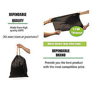Besli 8 Gallon Black Drawstring Trash Bag Garbage Bag Trash Can Liner,0.9 Mil,90 Counts