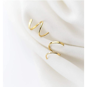 Reffeer 925 Sterling Silver Minimalist Crawler Earrings Wrap Cuff Earrings For Women Teen (Yellow)