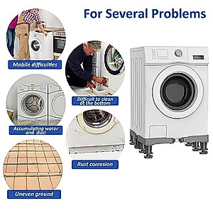 OREKO Mini Fridge Mobile Base Stand Adjustable Washer Dryer Refrigerator Stand With 8 Lifting Feet (Double-tube)