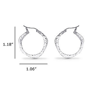 Boma Jewelry Sterling Silver Organic Hammered Texture Snap Down Hoop Earrings