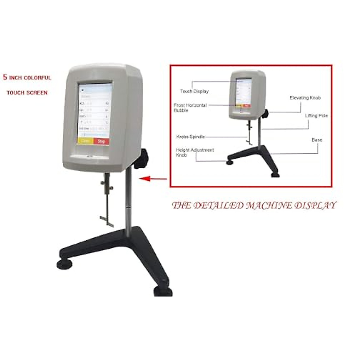 VTSYIQI Stormer Viscosity Tester Touch Screen Rotational Viscometer Automatic Viscometer with Range 40.2KU to 141.0KU Accuracy ±1% for Ink Viscosity Test KU CP G ℃ Value Display