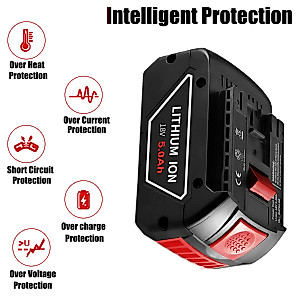 MANUFER 2 Packs 5.0Ah 18V BAT609 Li-ion Replacment for Bosch 18V Battery Compatible with Bosch Lithium Ion 18V BAT609 BAT610G BAT618G BAT619 BAT621 BAT620 Cordless Power Tool Battery