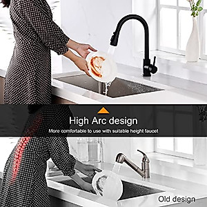 Sink Faucet, Black Kitchen Faucet with Pull Down Sprayer VFAUOSIT Commercial Stainless Steel Laundry Single Handle Pull Out Kitchen Faucets Matte Black, Grifo para Fregaderos de Cocina