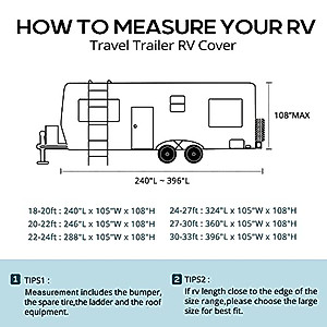 Quictent Upgraded Travel Trailer RV Cover, Extra-Thick 6-ply Camper Cover, Fits 27-30Ft Motorhome -Breathable Watertight Quick-Drying Rip-Stop Anti-UV with 2 Windproof Straps, 4 Tire Covers