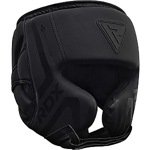 RDX Boxing Headgear Sparring Grappling, Maya Hide Leather, Head Gear for MMA Muay Thai Kickboxing Training, Multi Layered Padding, Taekwondo Martial Arts BJJ Wrestling Karate, Black