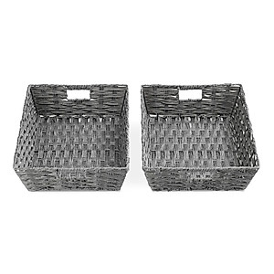 Whitmor Split Rattique Shelf Tote, Set of 2, Smokey