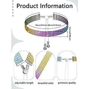 Crowye 4 Pcs Rhinestone Stretchable Hat Bands for Cowboy Women Panama Hat Belt Bling Western Hat Accessories Adjustable Hat Jewelry (Gold,Silver,Dazzling,Black)