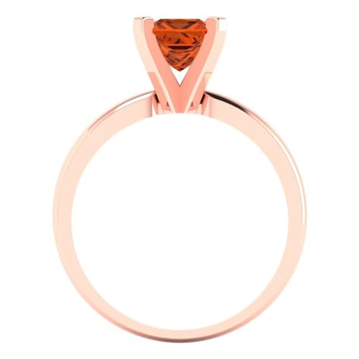 Clara Pucci 1.0 ct Princess Cut Custom Engraving Red VVS1 Gemstone Engagement Wedding Solitaire W/Accent Ring 18K Rose Gold Size 4.5
