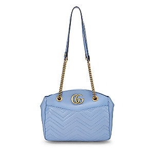 Gucci, Pre-Loved Blue Leather GG Marmont Tote, Blue