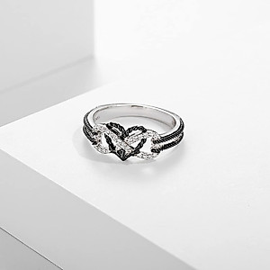 Infinite Love Heart Shaped Ring Set for Her and Him Silver Celtic Dragon Ring Matching Lover Couple Rings for Wedding Bands Anniversary Engagement Promise Rings Bridal Sets