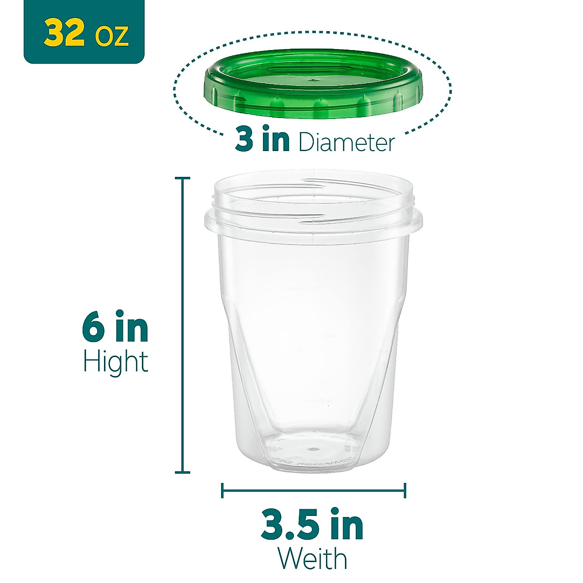 ELEGANT DISPOSABLES Twist Top Food Storage Containers 32 oz 12 Pack Plastic Freezer Storage Containers Leakproof Reusable with Screw on Colored Lids 3 Colors